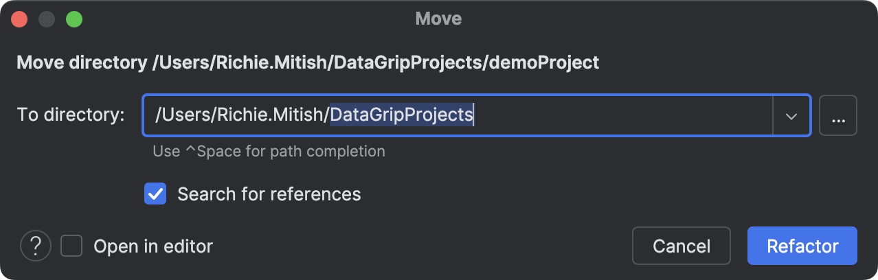 Create, open, move, and close projects | DataGrip Documentation