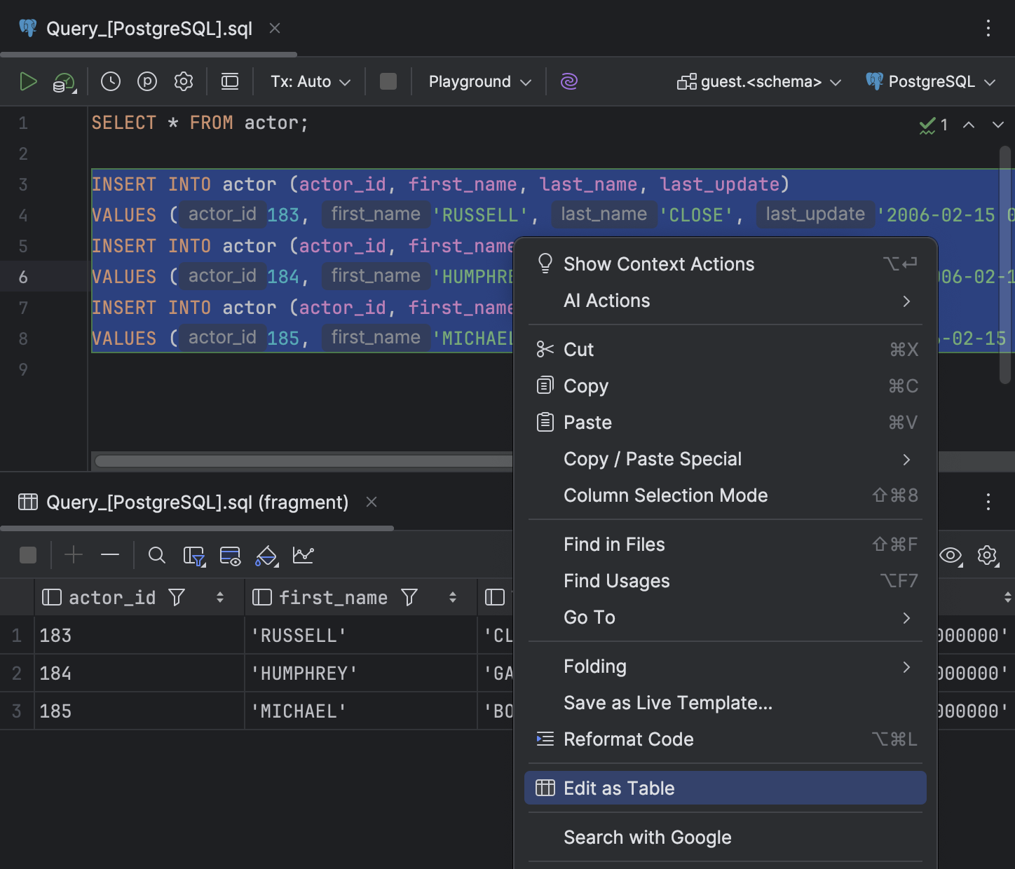 Query files | IntelliJ IDEA Documentation
