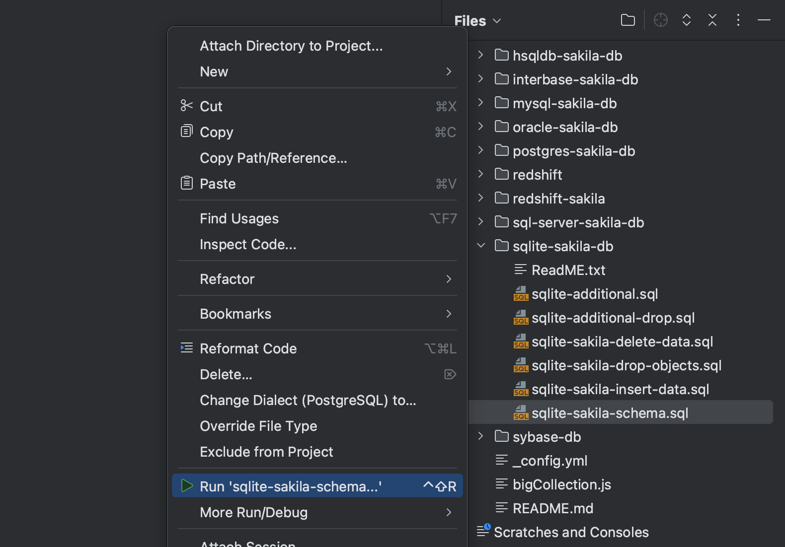 Use Files tool window | DataGrip Documentation