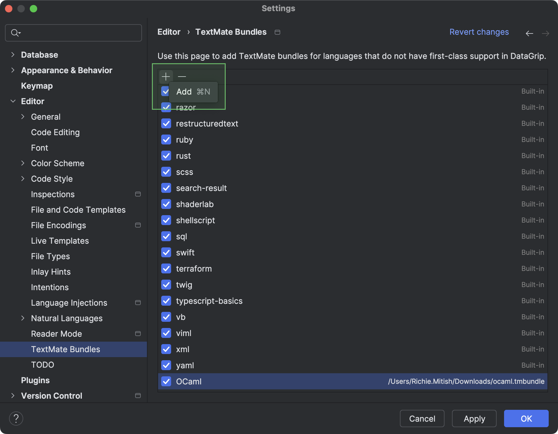 Textmate Bundles Datagrip Documentation