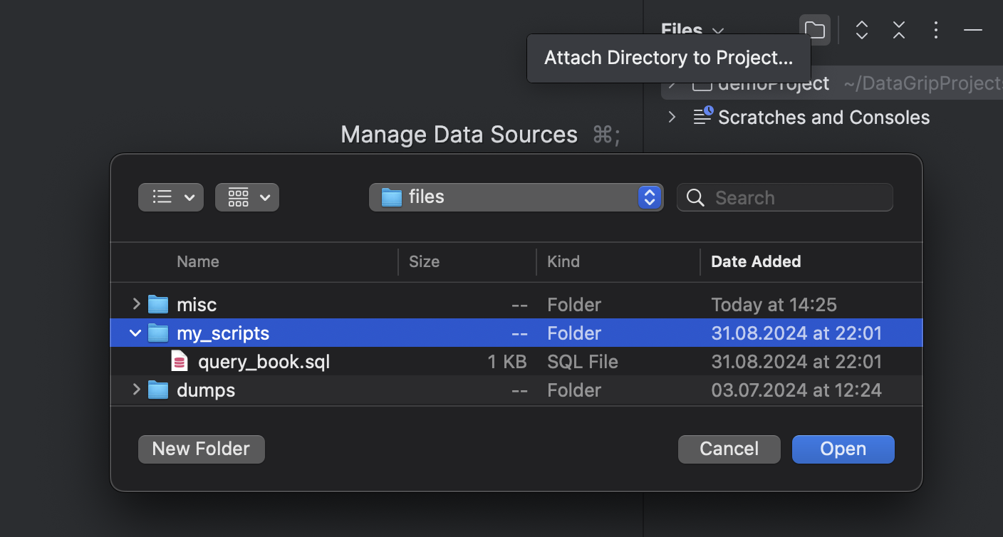 Use Files tool window | DataGrip Documentation