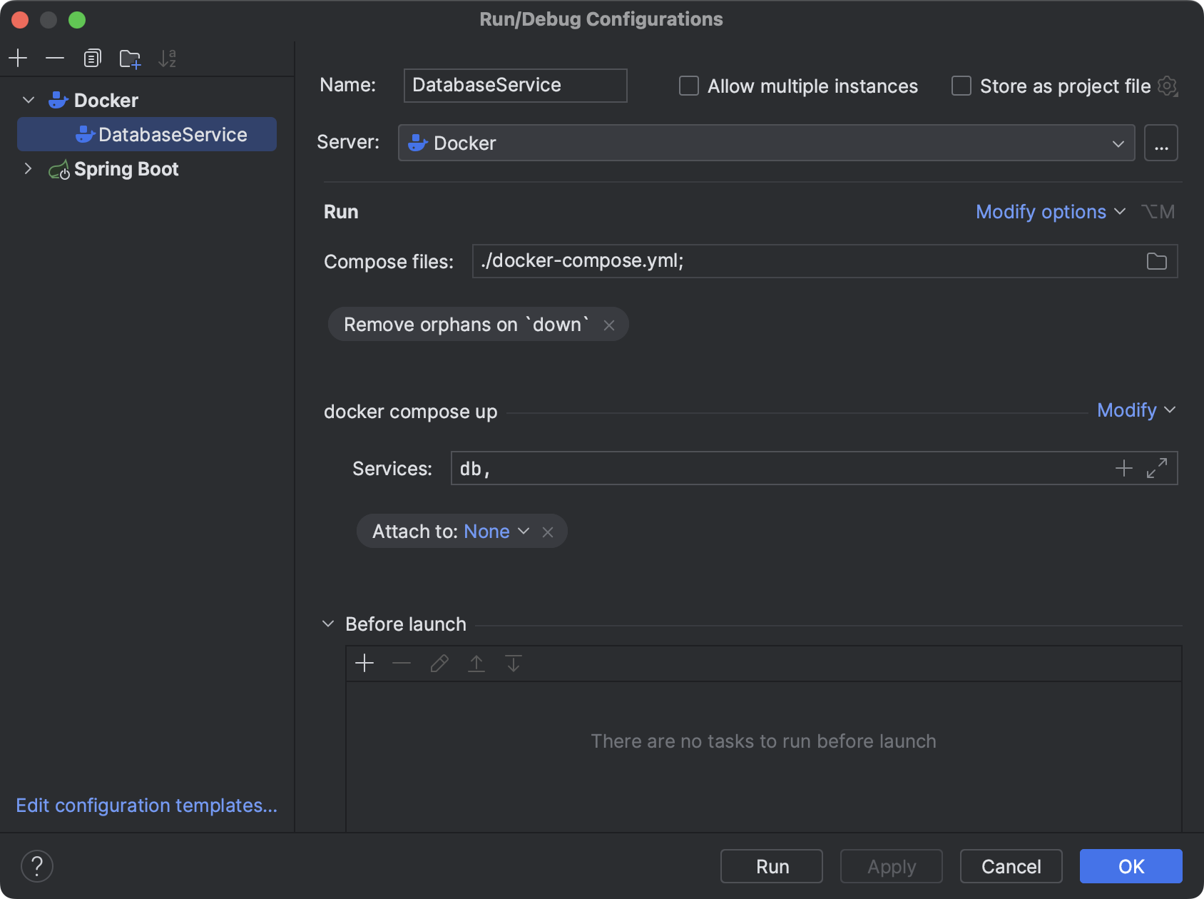 使用 Docker Compose 运行和调试 Spring Boot 应用程序 | IntelliJ IDEA 文档