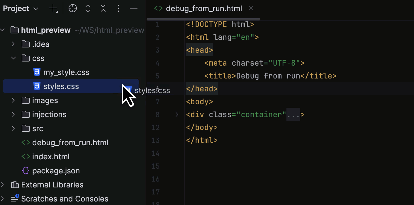 处理 HTML 文件 | PyCharm 文档