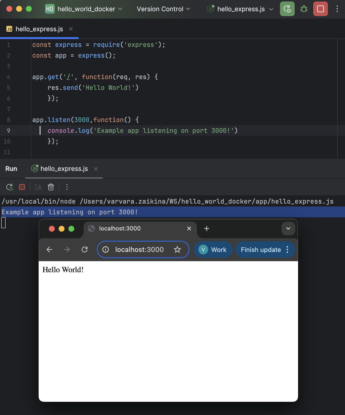 Tutorial: Dockerize a Node.js Express application | WebStorm Documentation