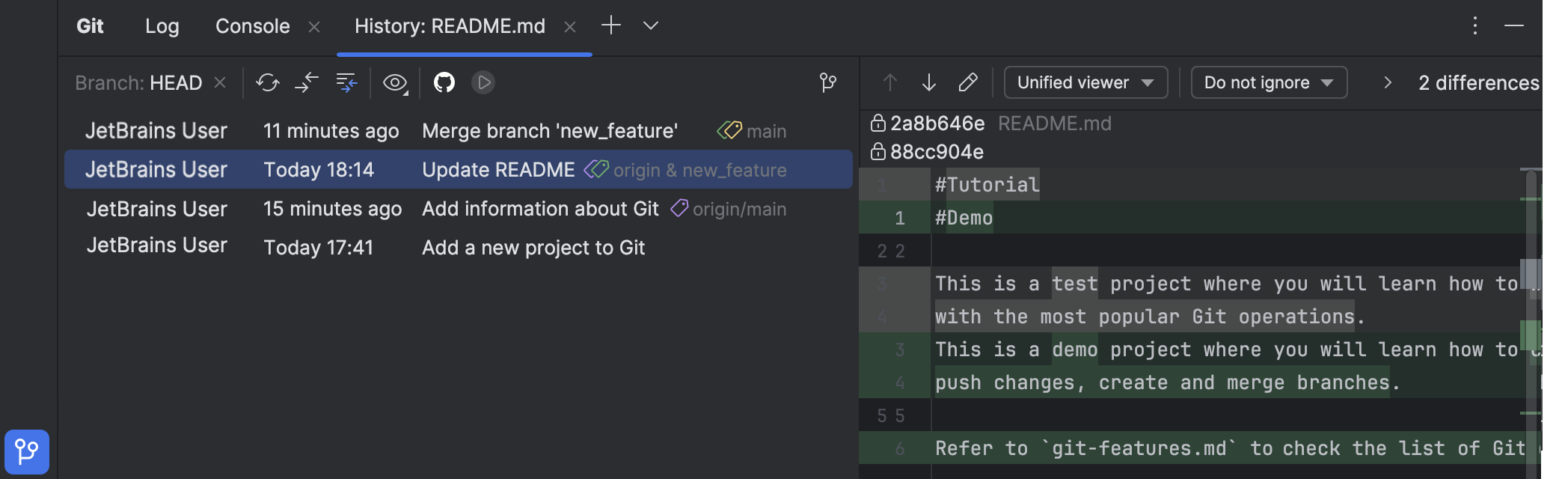 Tutorial: Getting started with Git in IntelliJ IDEA | IntelliJ IDEA Documentation