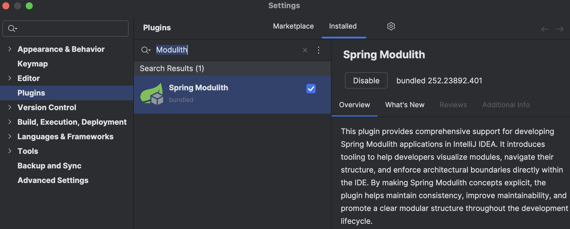 Spring Modulith | IntelliJ IDEA Documentation