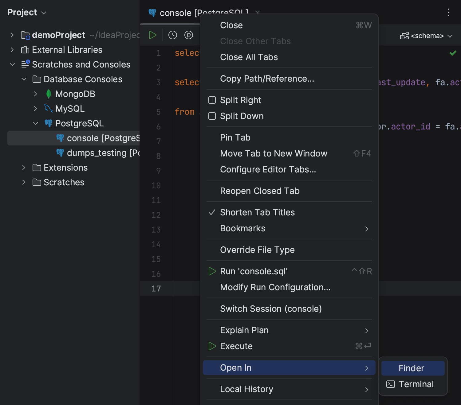 Query consoles | IntelliJ IDEA Documentation