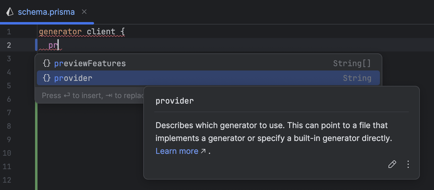 Prisma | WebStorm Documentation