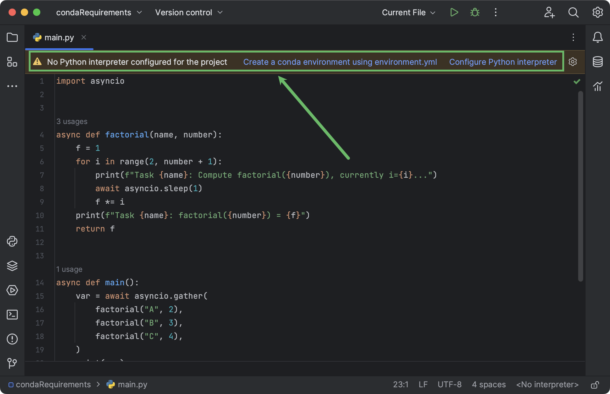 Configure a conda virtual environment | PyCharm Documentation