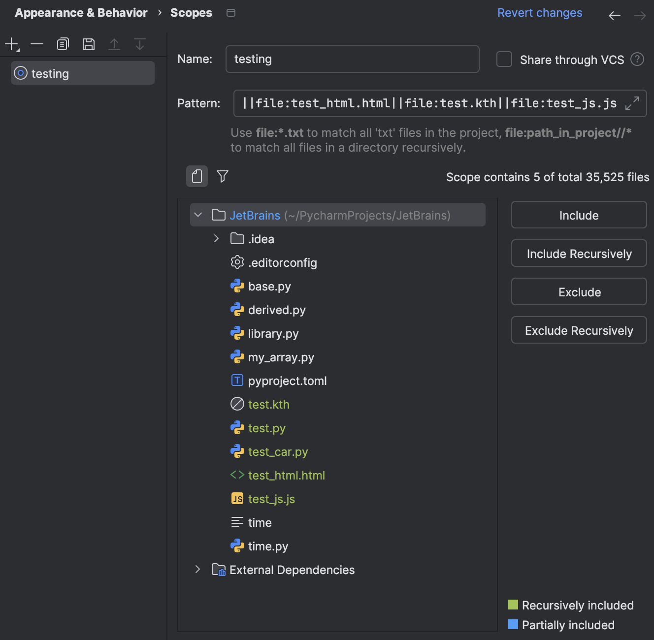 作用域和文件颜色 | PyCharm 文档