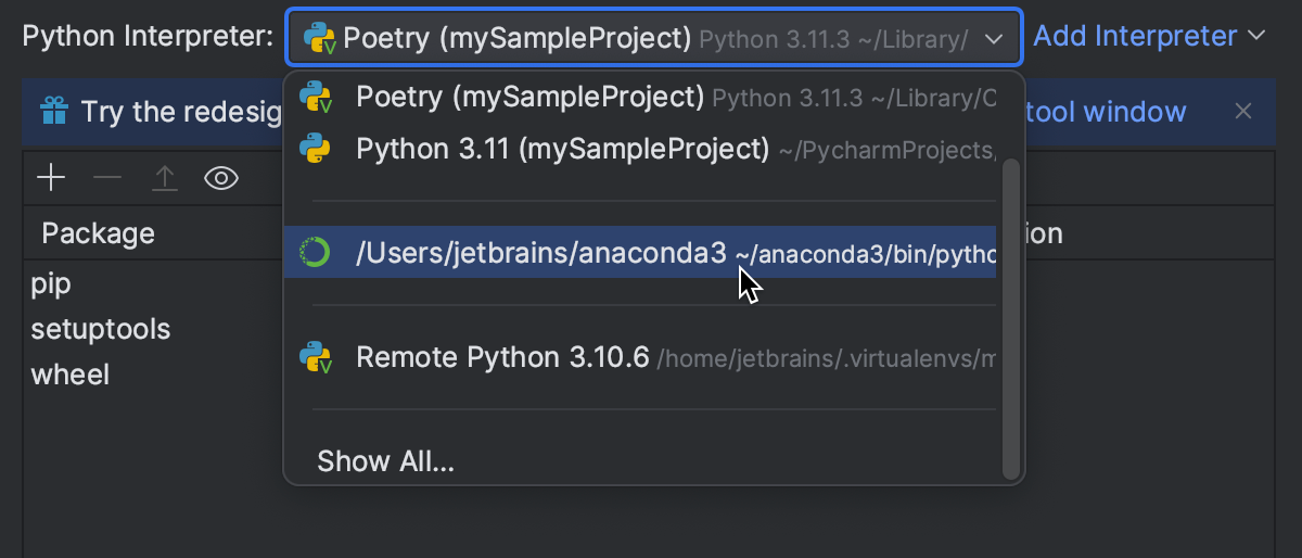 Configure a Python interpreter | PyCharm Documentation