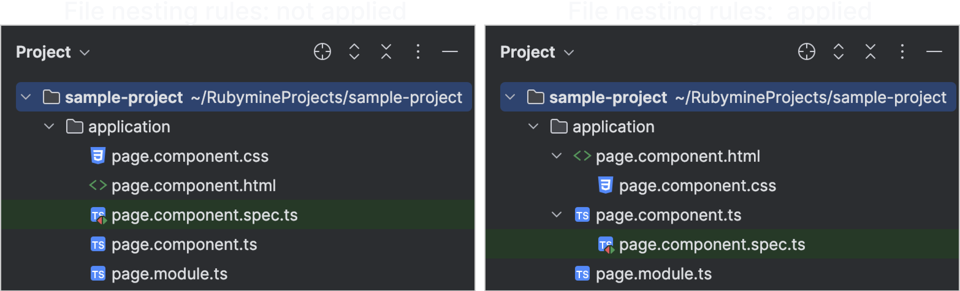 File nesting rules | RubyMine Documentation