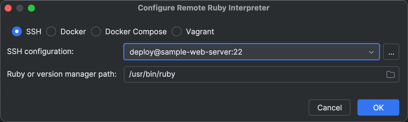 Configure a Ruby interpreter | RubyMine Documentation