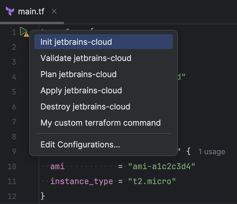 Terraform | PyCharm Documentation