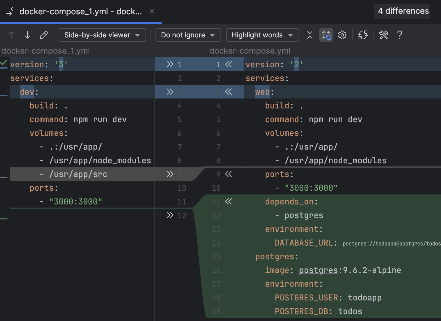Compare files, folders, and text sources | WebStorm Documentation