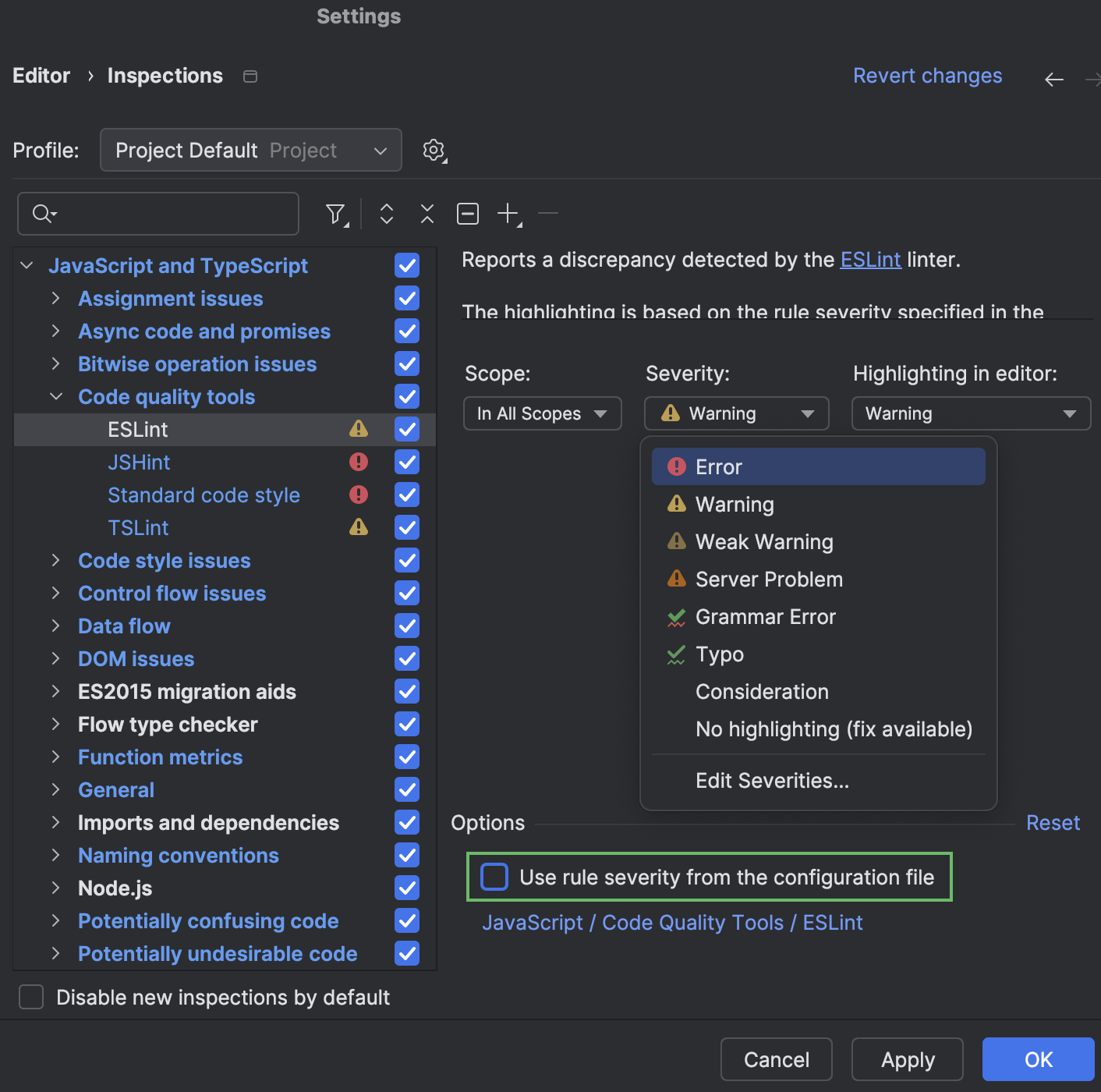 ESLint | WebStorm 文档