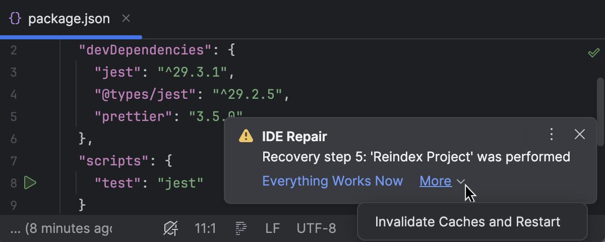 Repair IDE | WebStorm Documentation