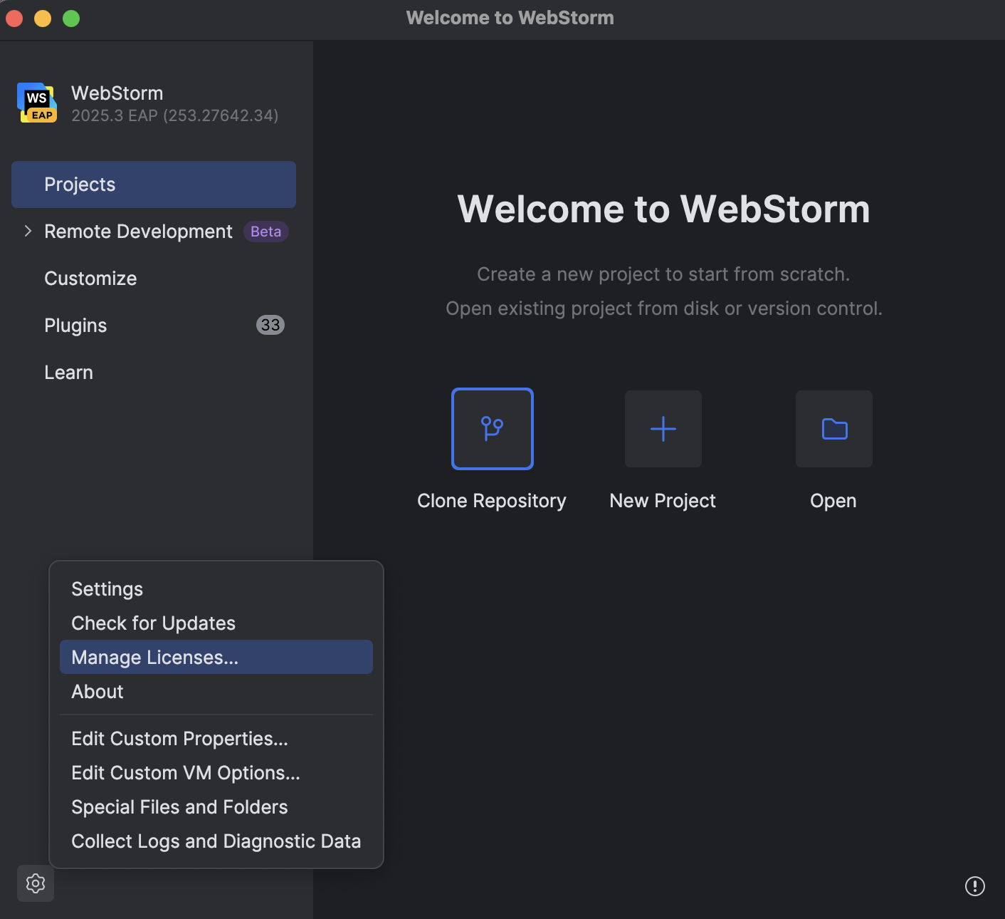 注册 WebStorm | WebStorm 文档