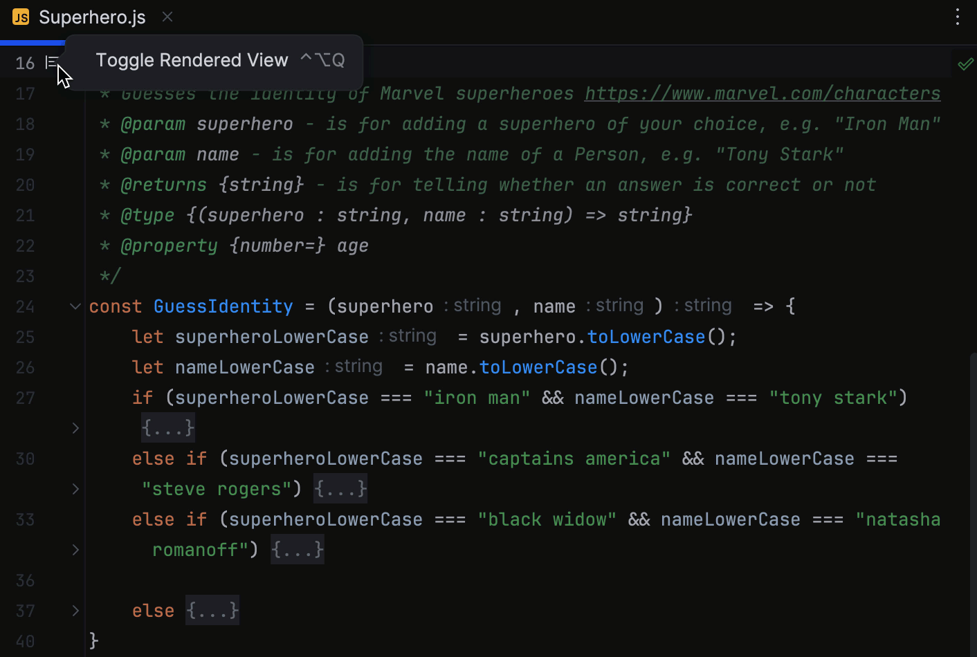 JSDoc comments | CLion Documentation