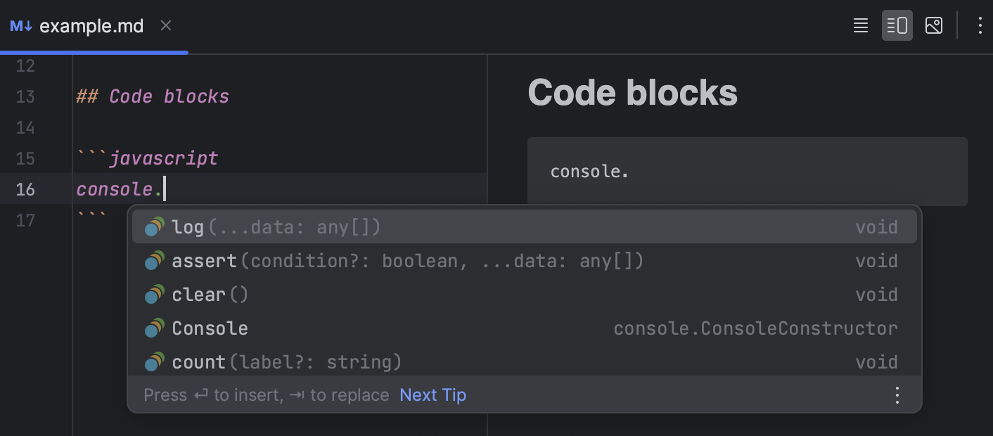 Markdown | WebStorm 文档
