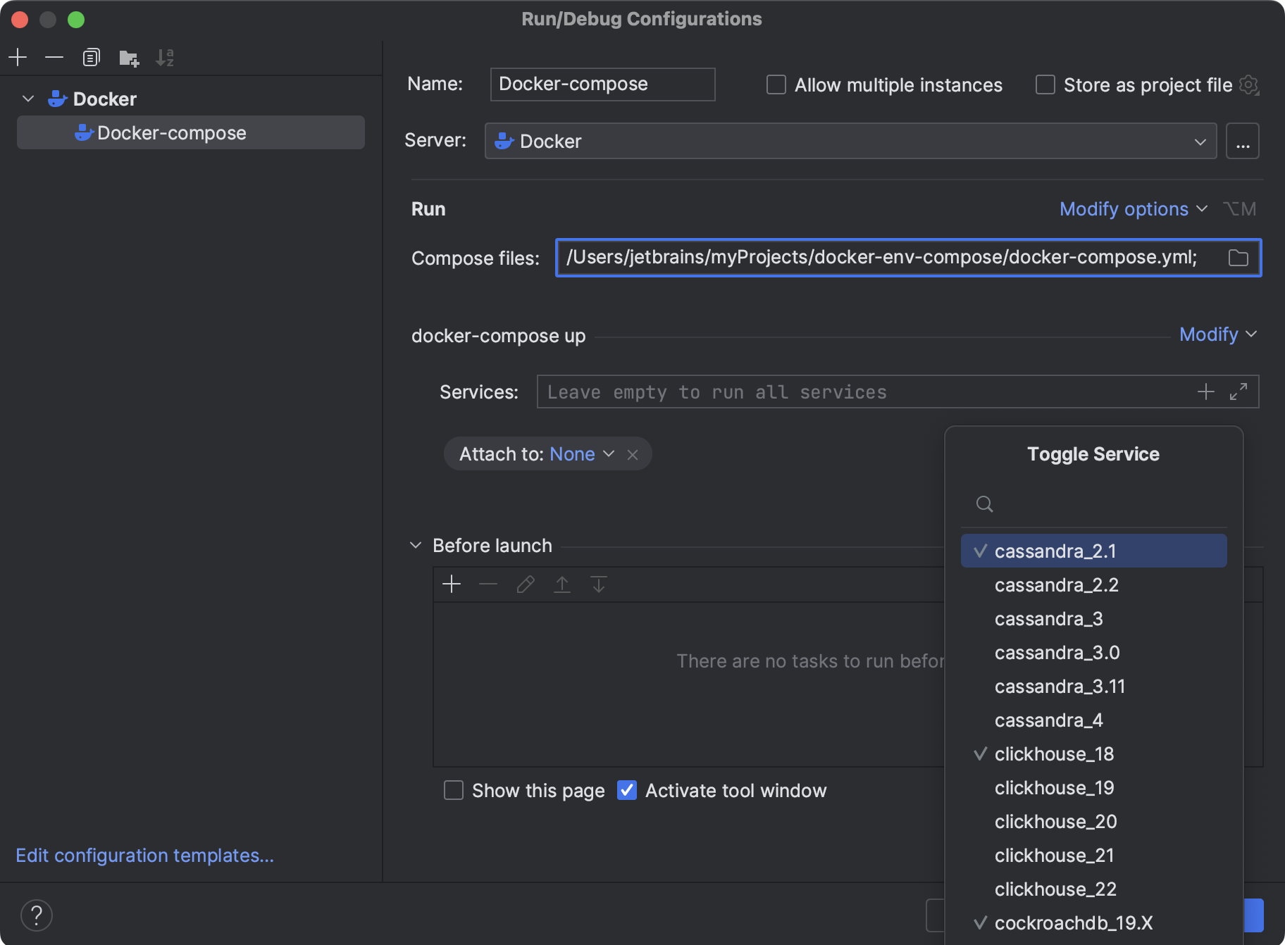 Docker compose 実行構成 | GoLand ドキュメント