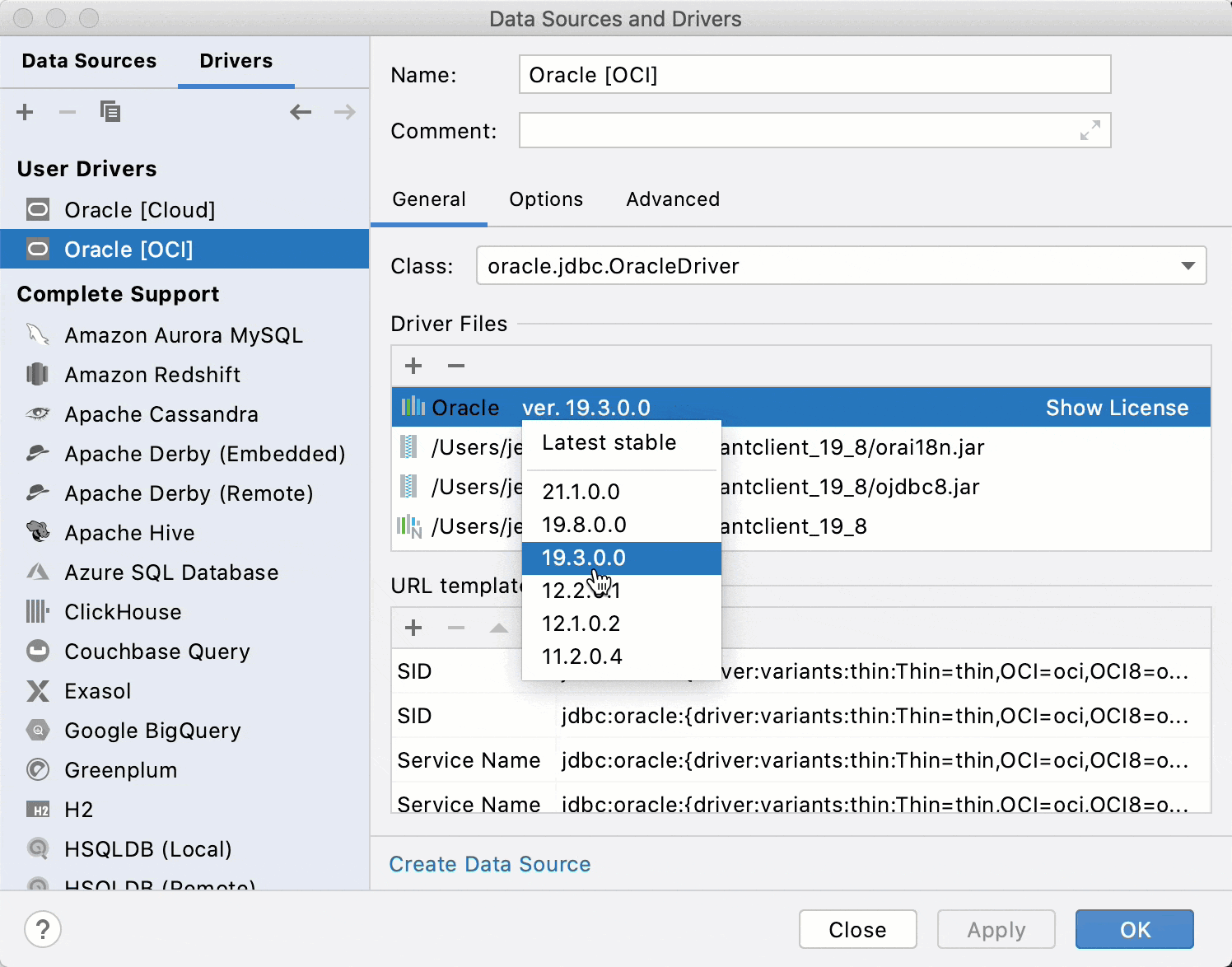 OCI を使用して Oracle に接続できない | DataGrip ドキュメント