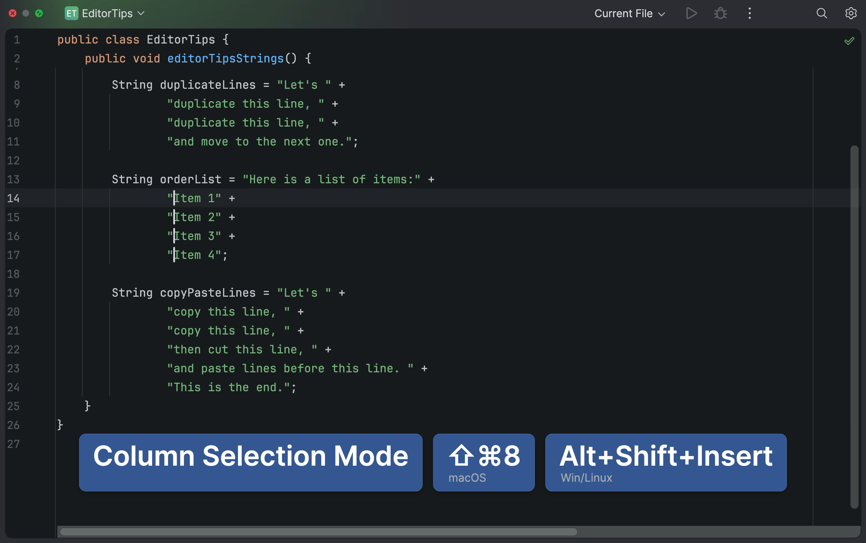 Tutorial: Work with code in the editor | IntelliJ IDEA Documentation