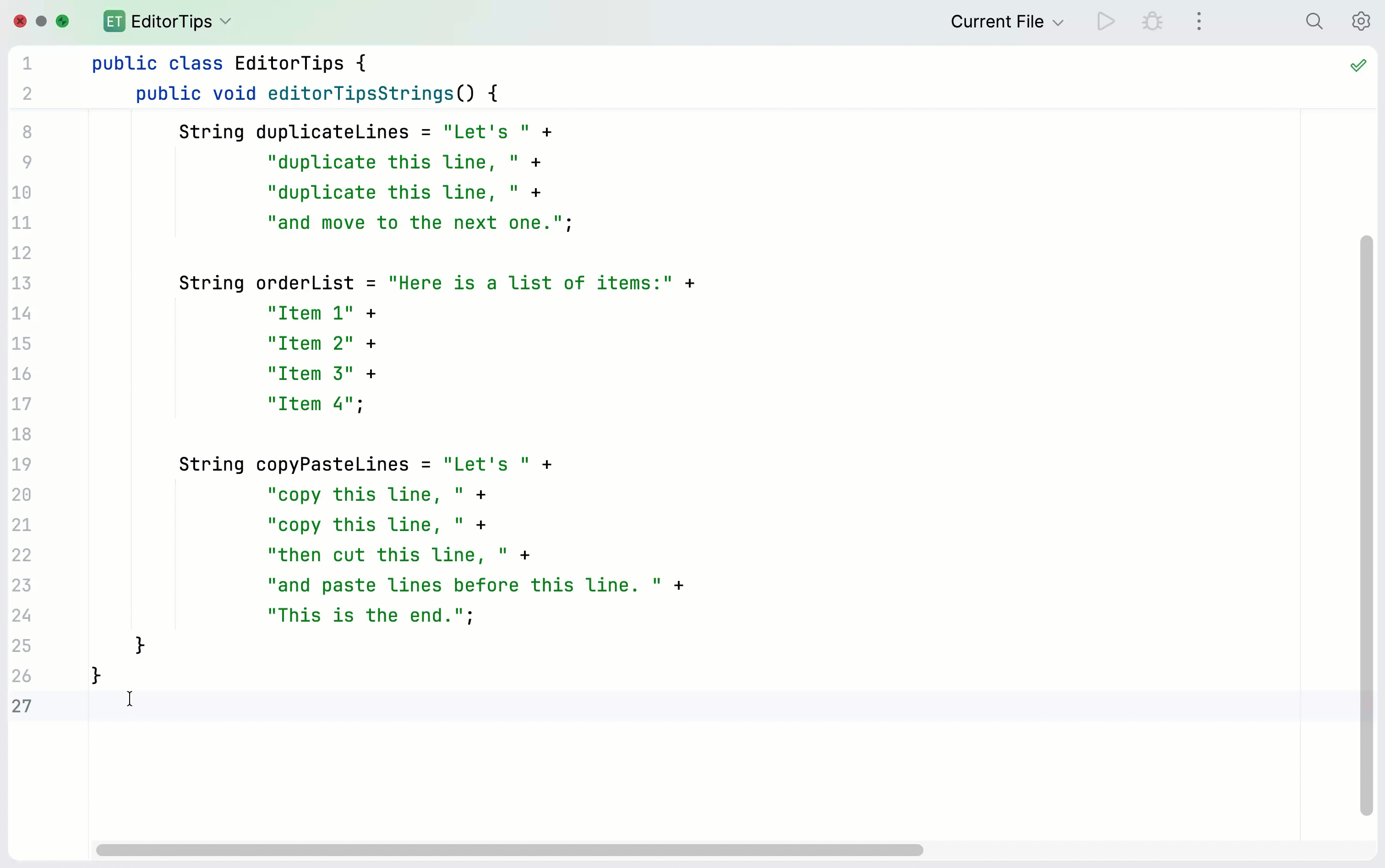 Tutorial: Work with code in the editor | IntelliJ IDEA Documentation
