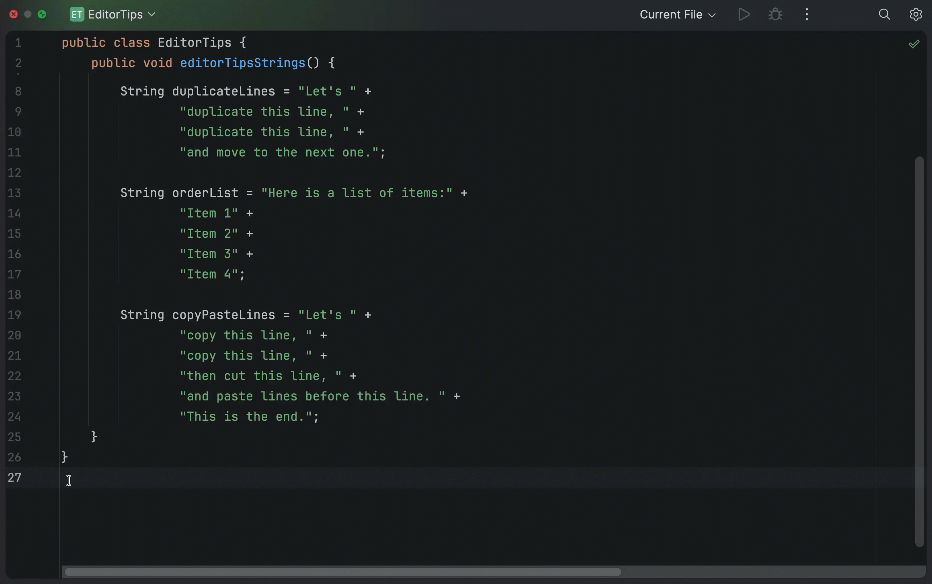 Tutorial: Work with code in the editor | IntelliJ IDEA Documentation