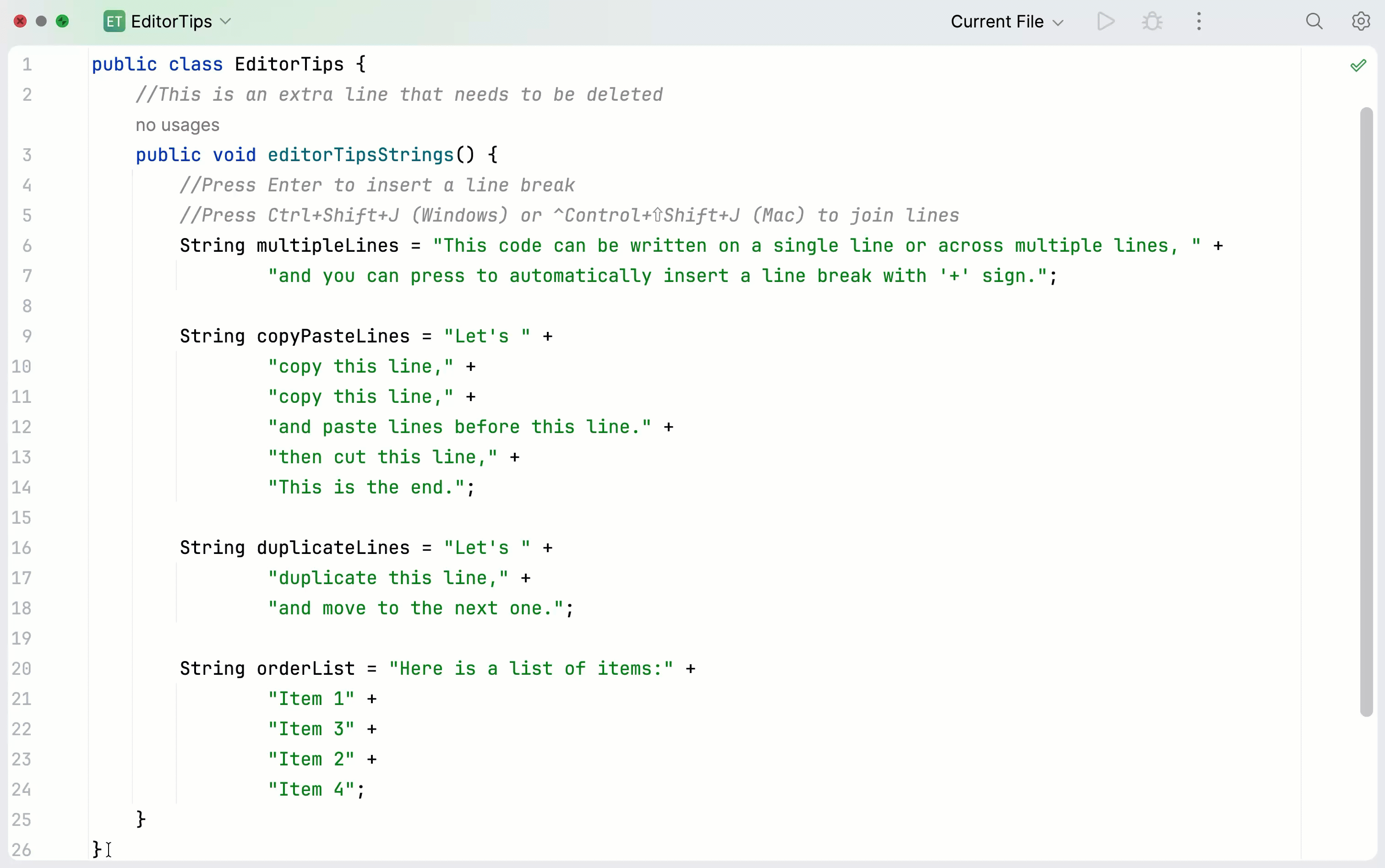 Tutorial: Work with code in the editor | IntelliJ IDEA Documentation