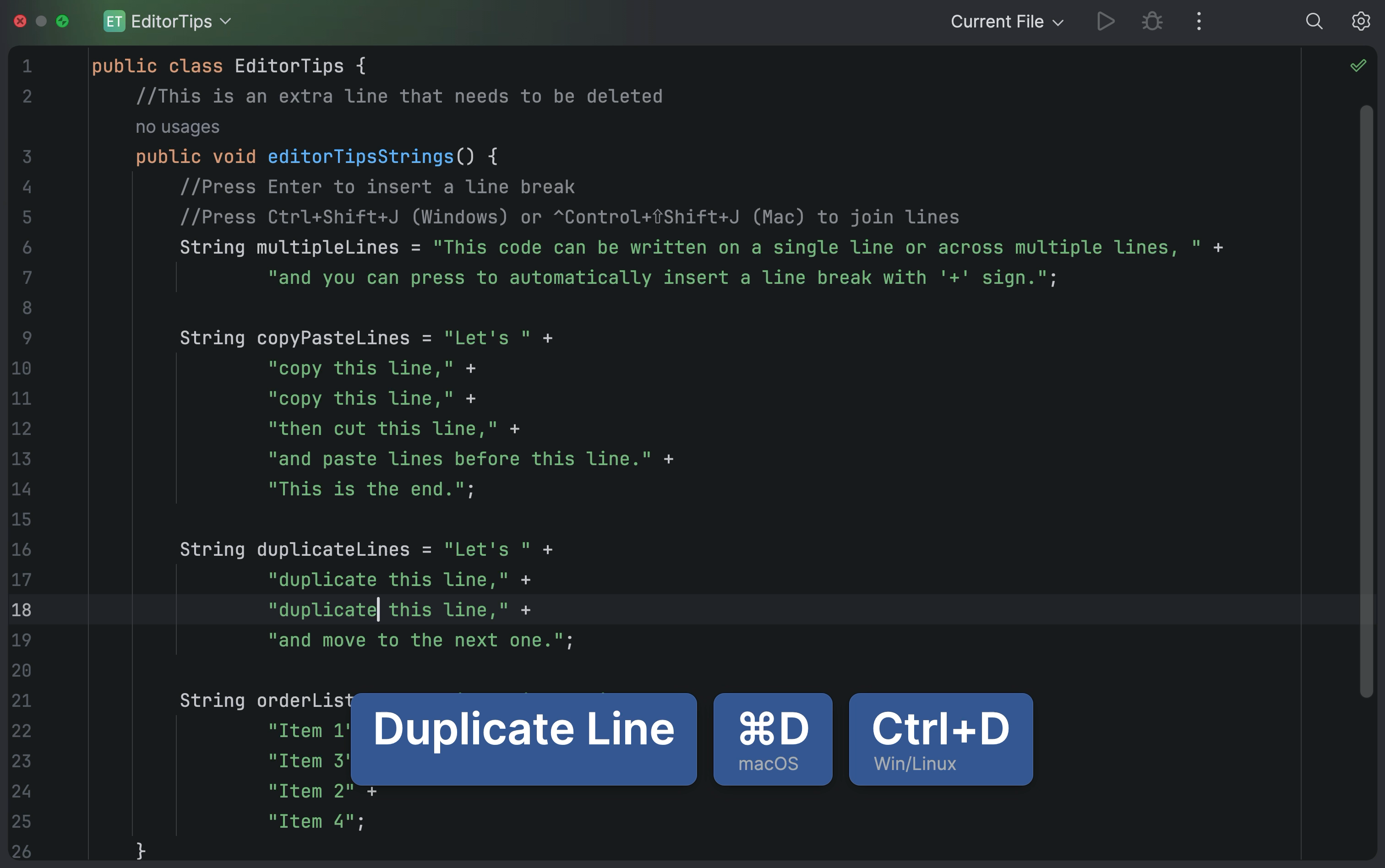 Tutorial: Work with code in the editor | IntelliJ IDEA Documentation