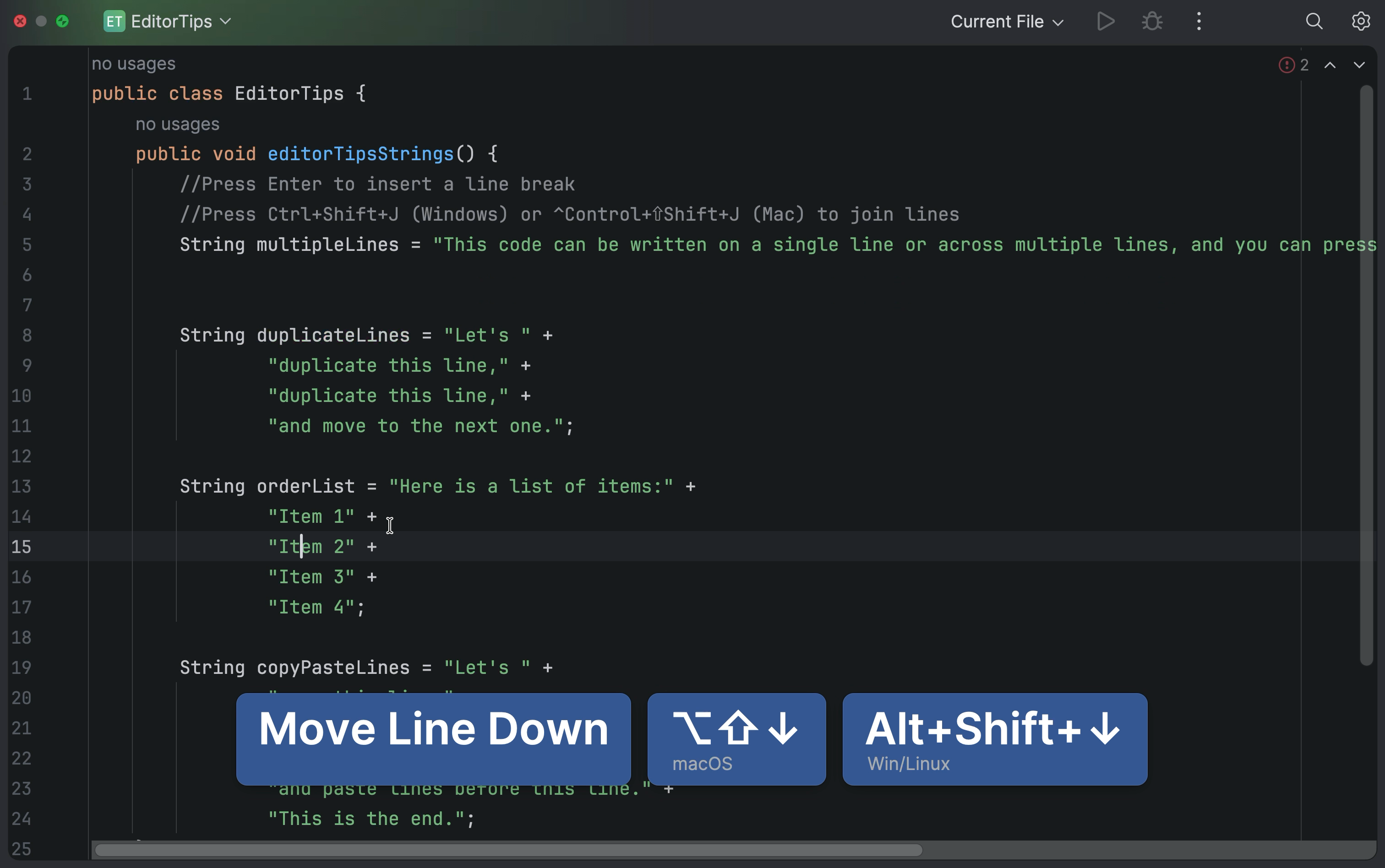 Tutorial: Work with code in the editor | IntelliJ IDEA Documentation