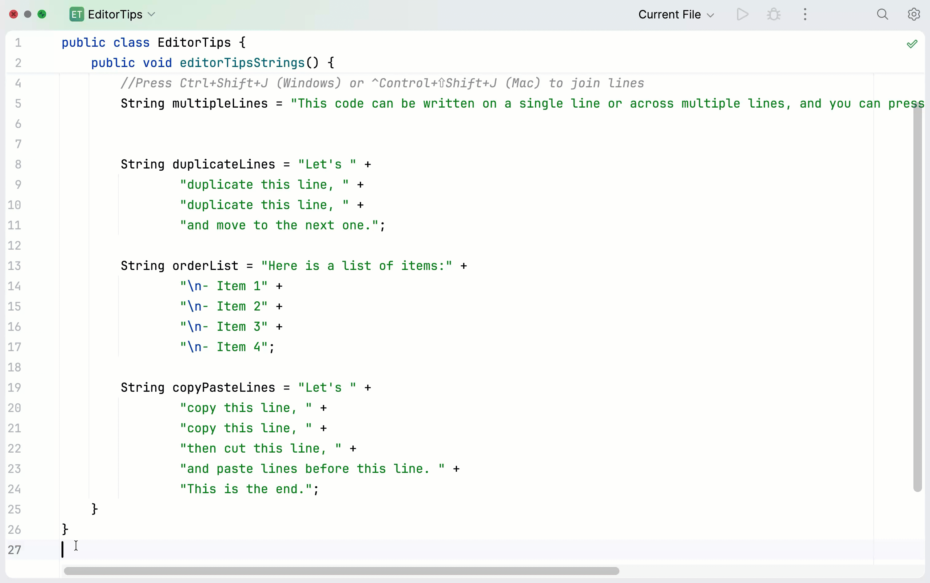 Tutorial: Work with code in the editor | IntelliJ IDEA Documentation
