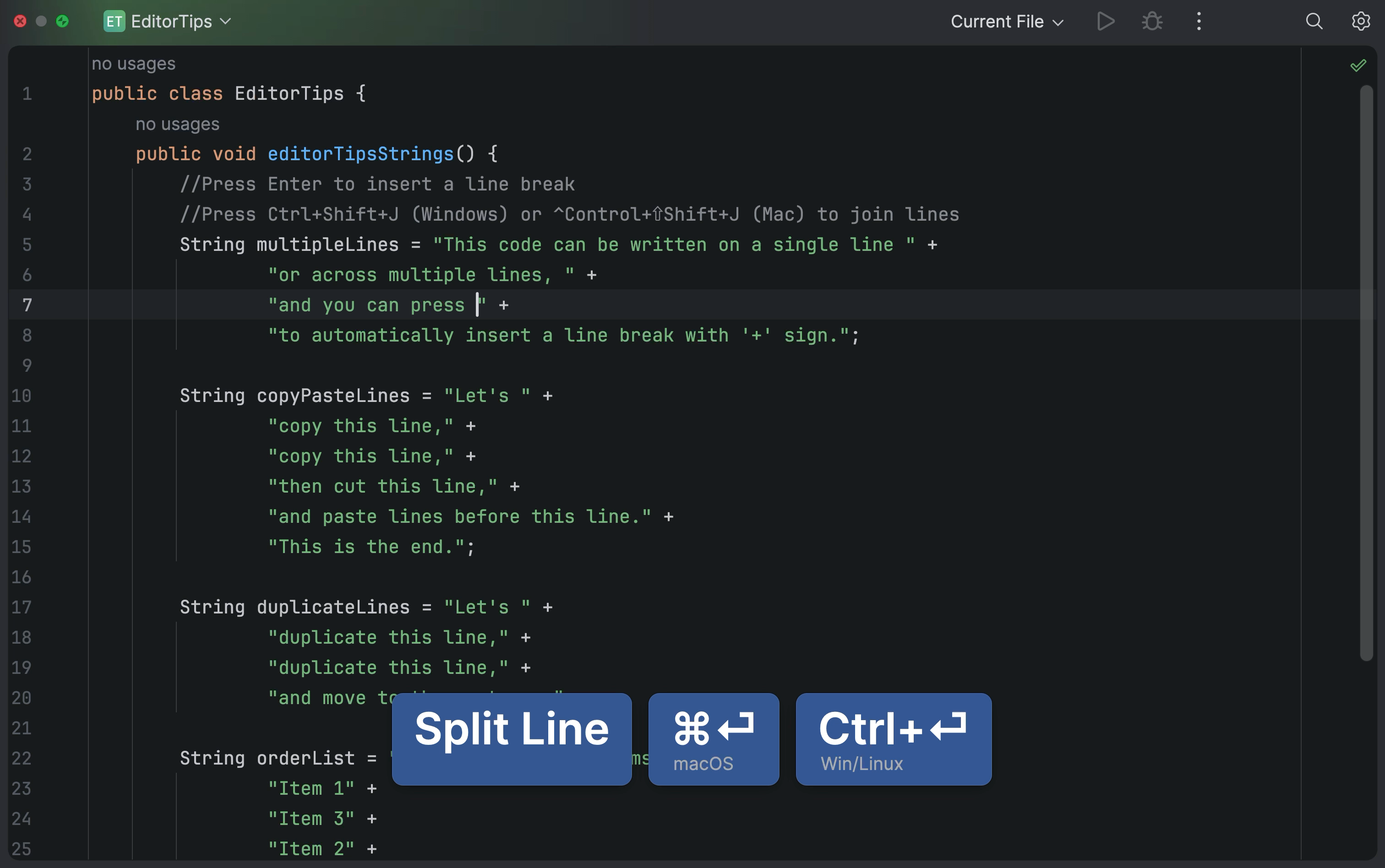 Tutorial: Work with code in the editor | IntelliJ IDEA Documentation