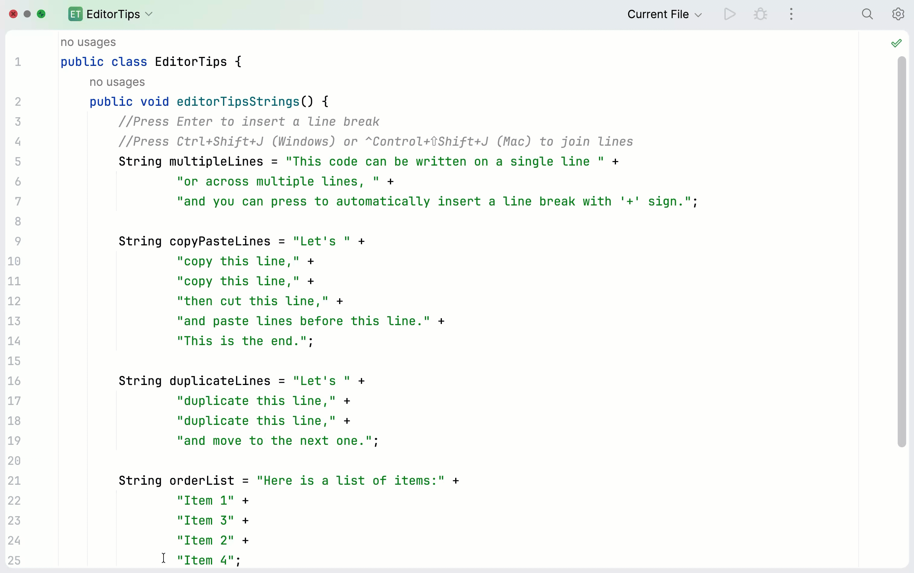 Tutorial: Work with code in the editor | IntelliJ IDEA Documentation