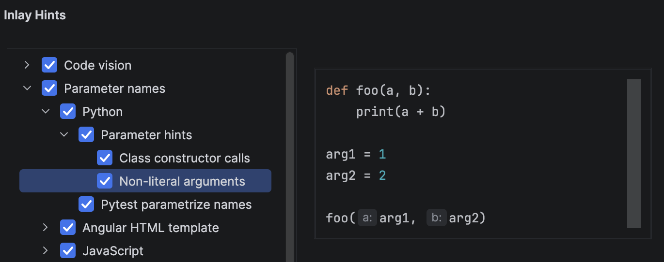 Inlay Hints | PyCharm Documentation