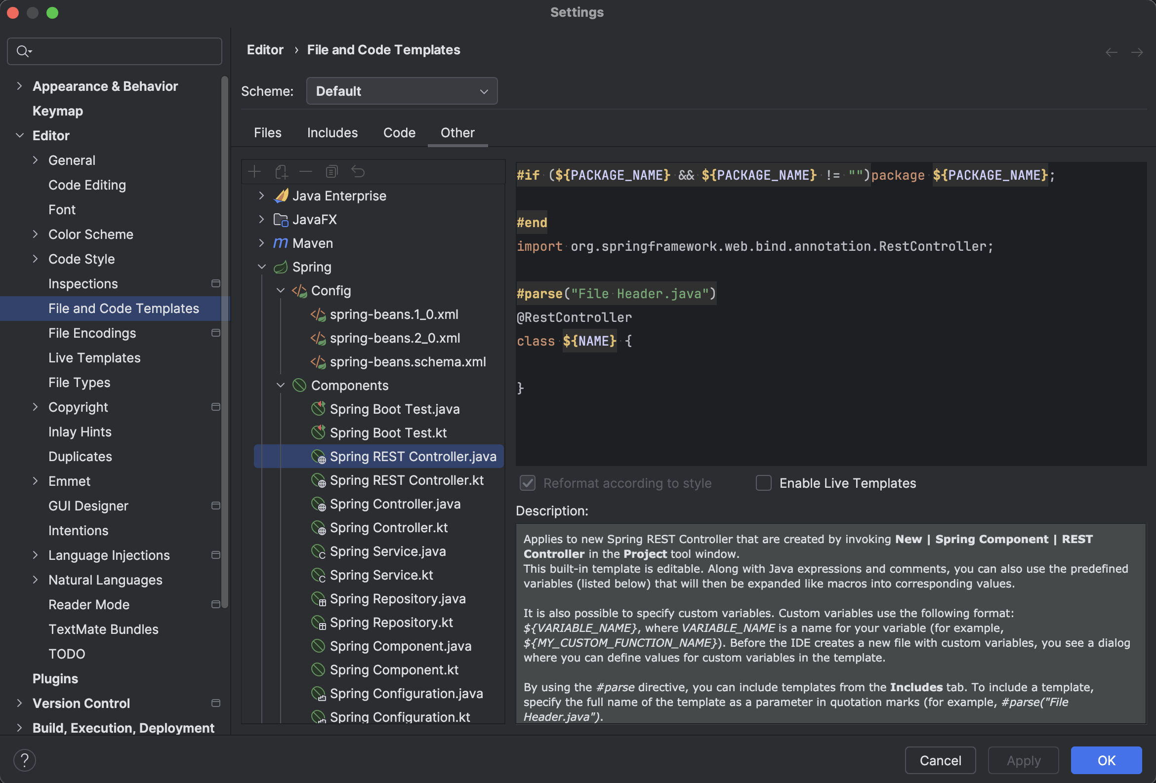 Spring file templates | IntelliJ IDEA Documentation
