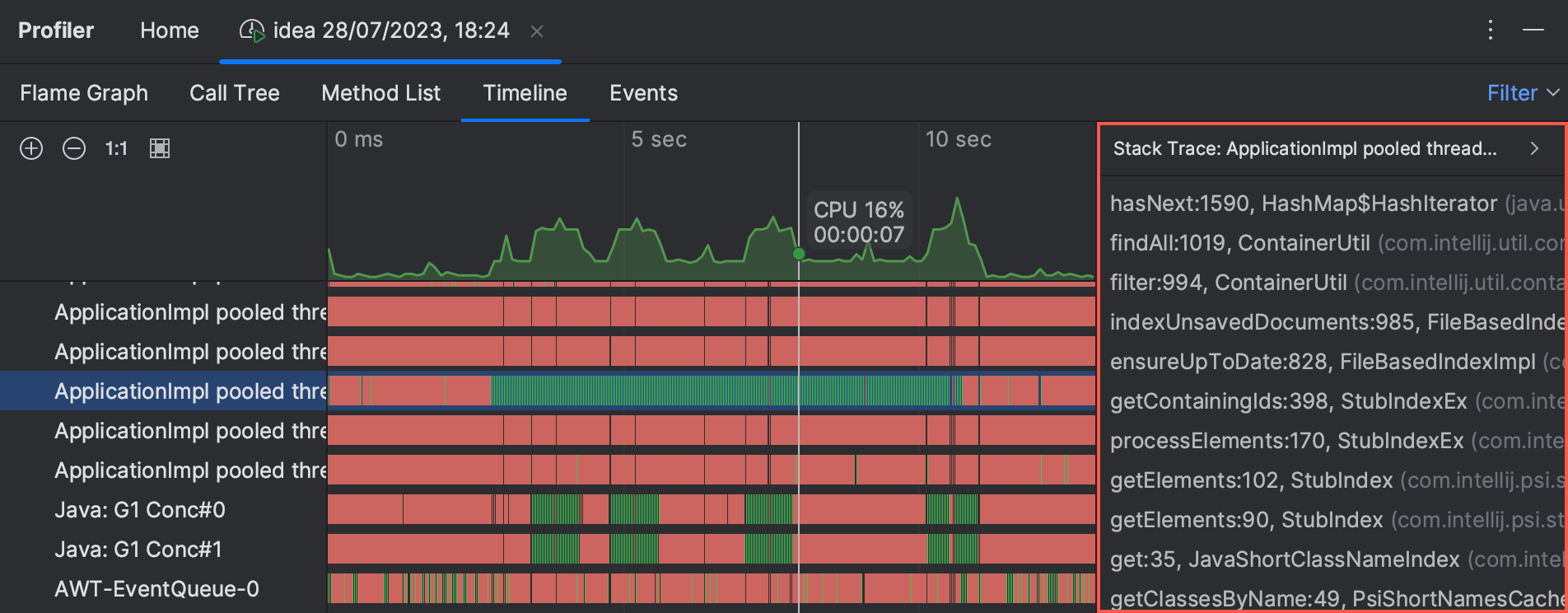 Read the profiler snapshot | IntelliJ IDEA Documentation