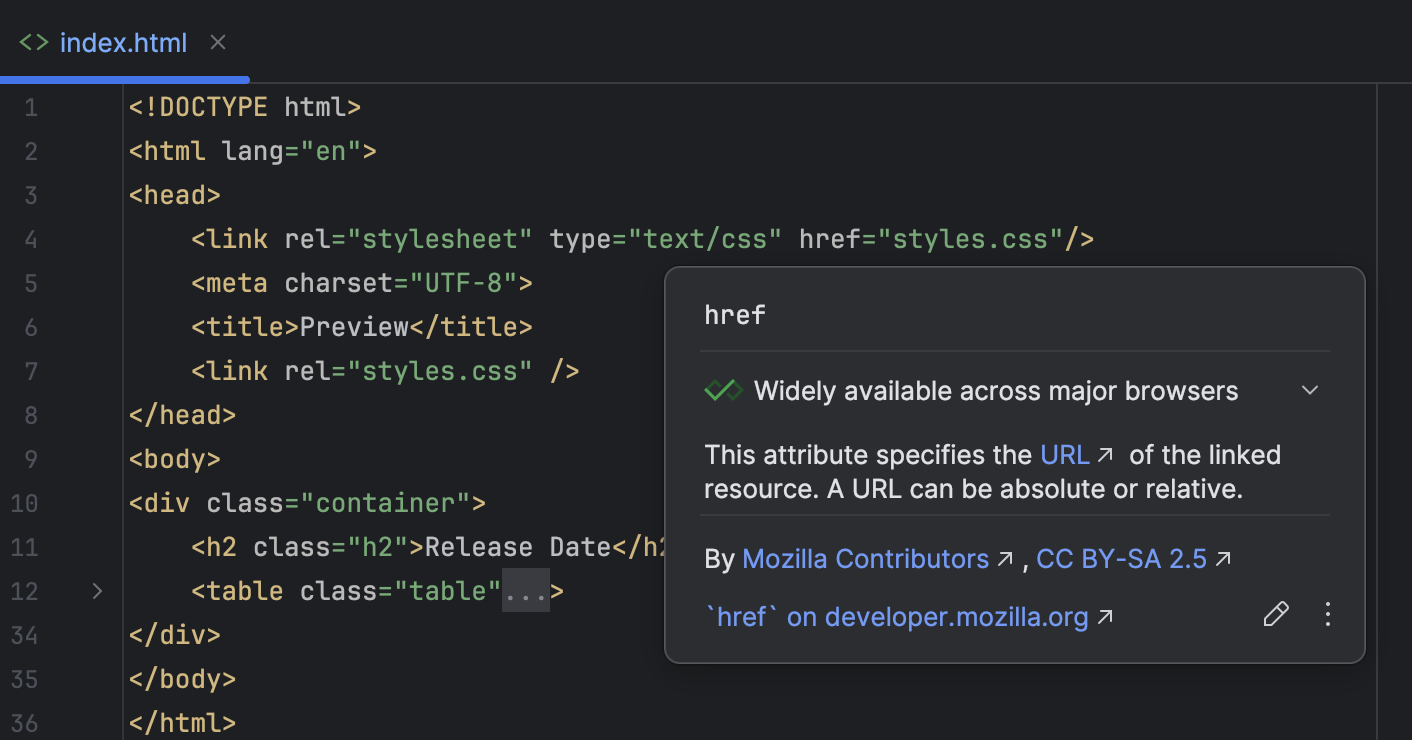 HTML | IntelliJ IDEA 文档