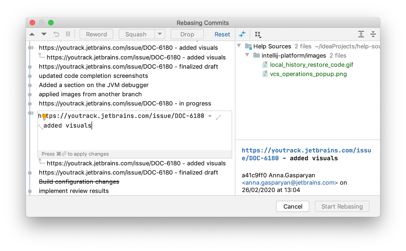 Edit Git project history | RustRover Documentation