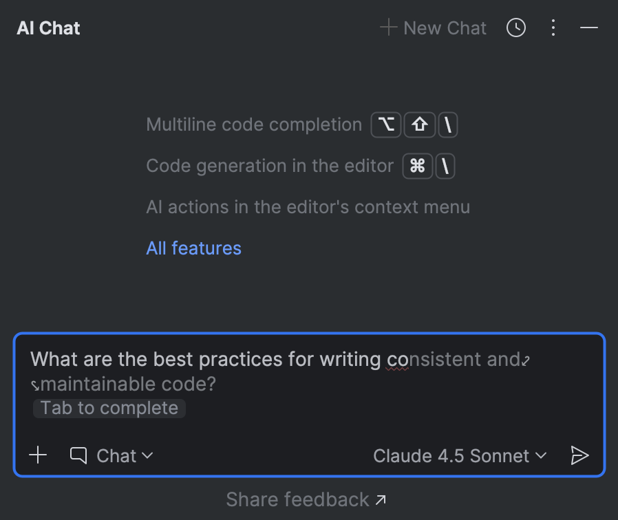 Code completion | AI Assistant Documentation