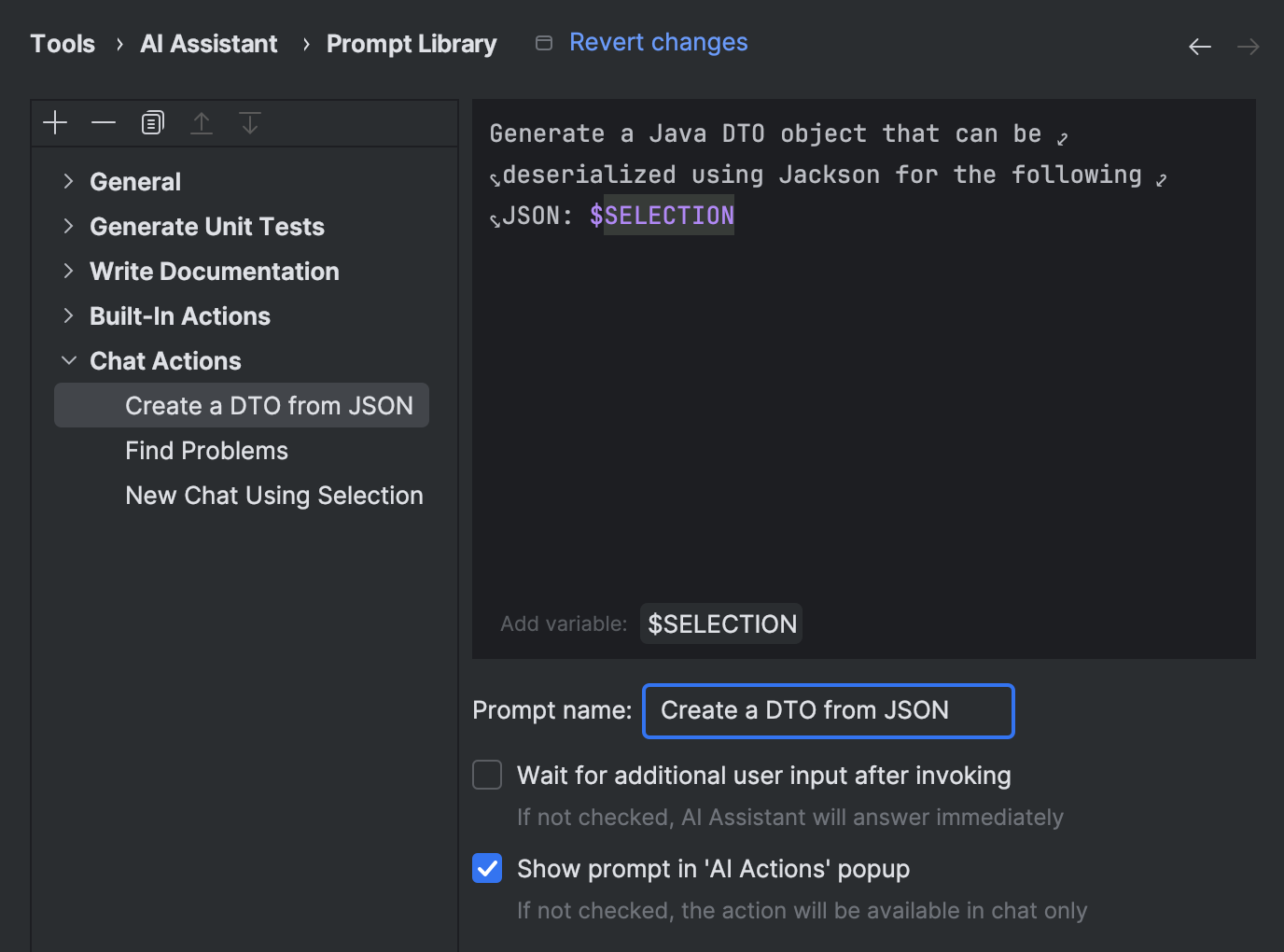 Add and customize prompts | AI Assistant Documentation