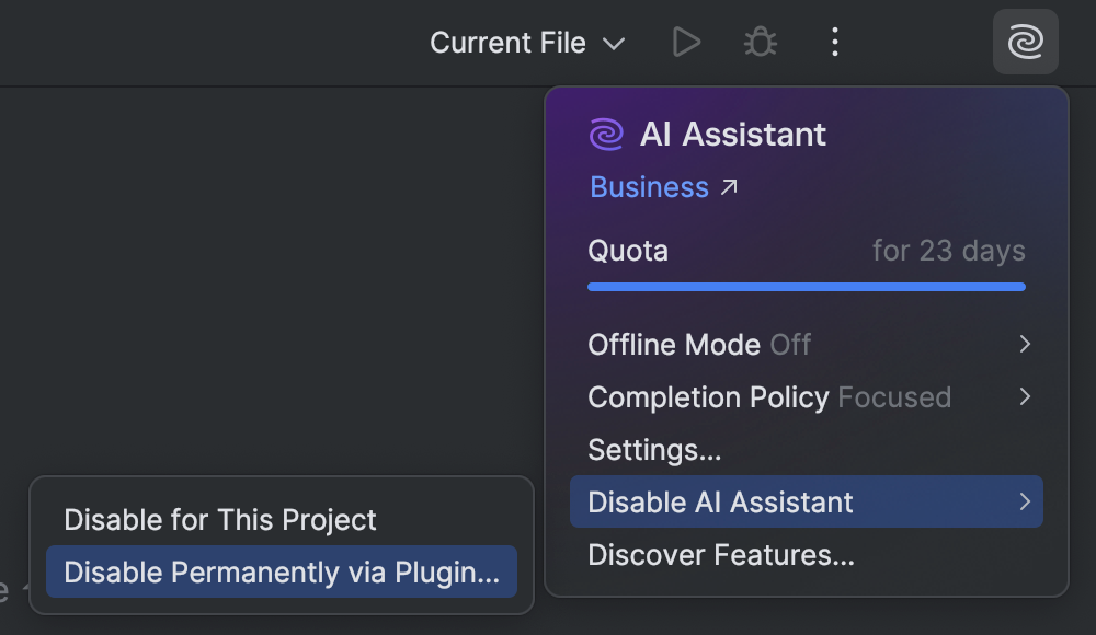 Restrict or Disable AI Assistant features | AI Assistant Documentation Restrict or Disable AI Assistant features | AI Assistant Documentation