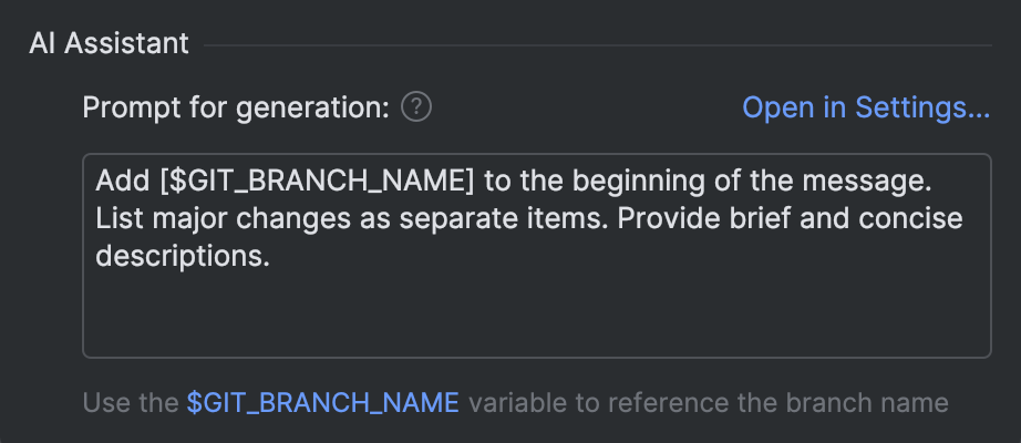 AI in VCS integration | AI Assistant Documentation