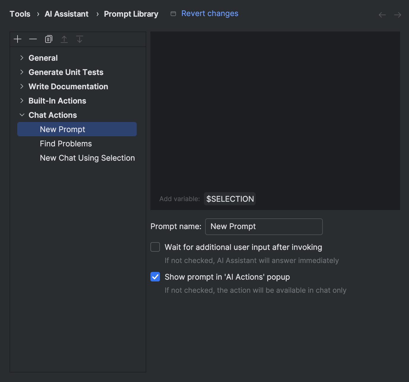 Add and customize prompts | AI Assistant Documentation
