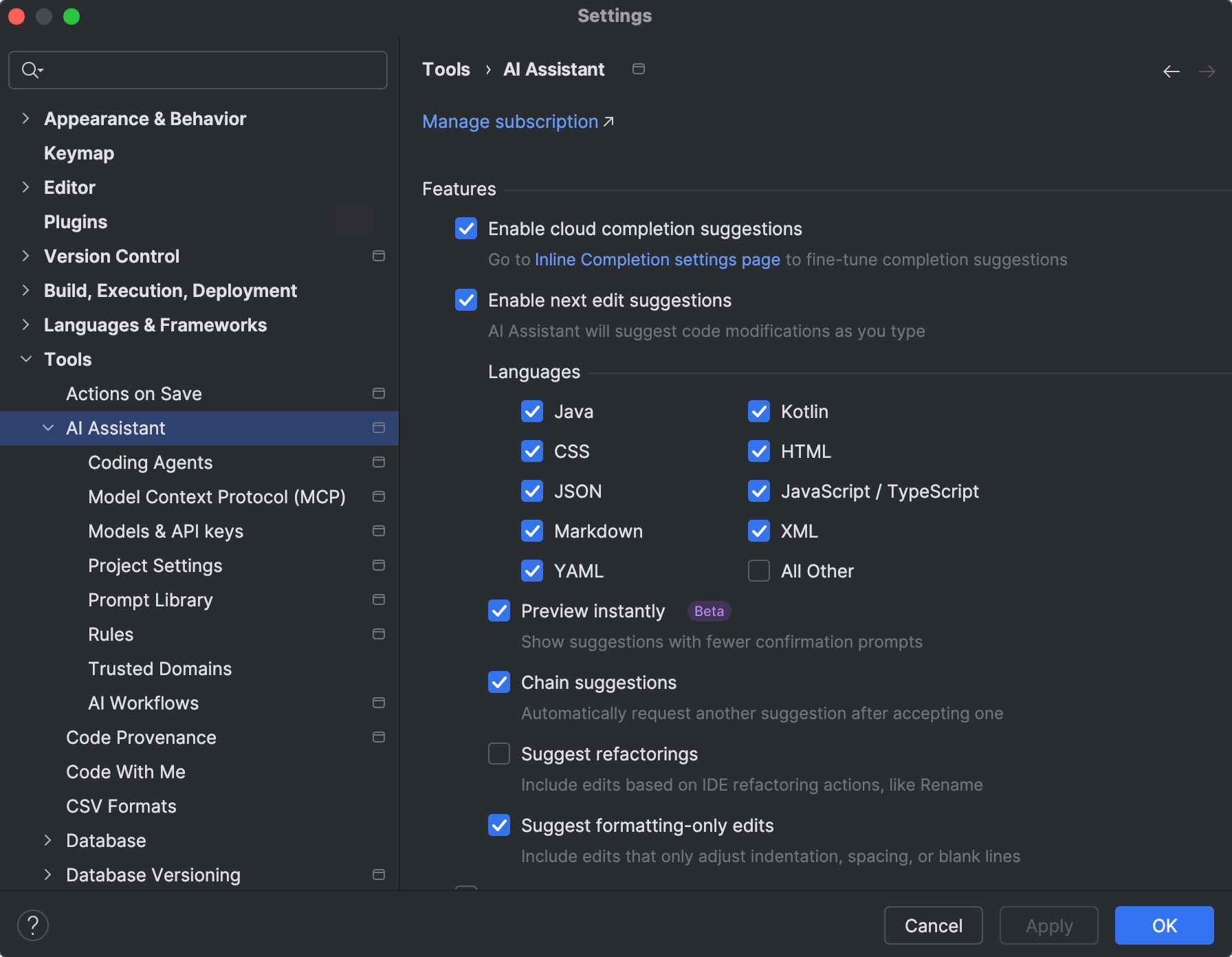 Next edit suggestions | AI Assistant Documentation
