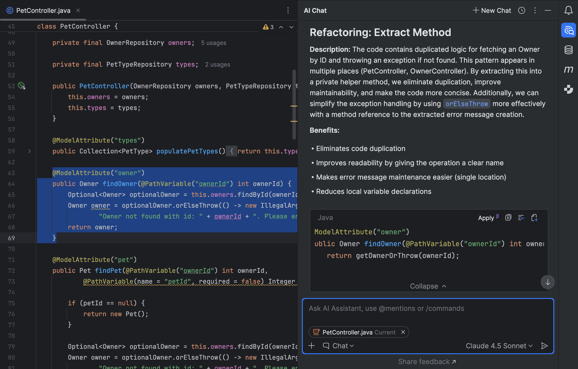 Refactoring with AI | AI Assistant Documentation