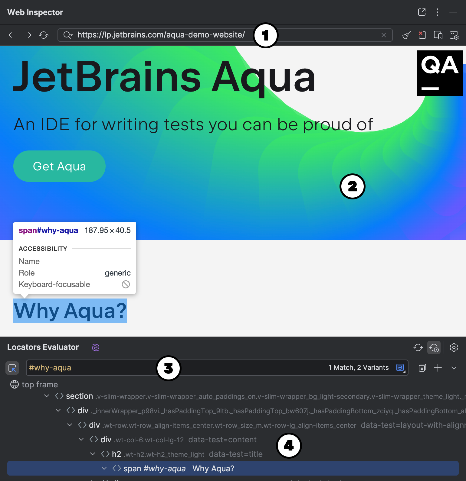 Web インスペクター | Aqua ドキュメント