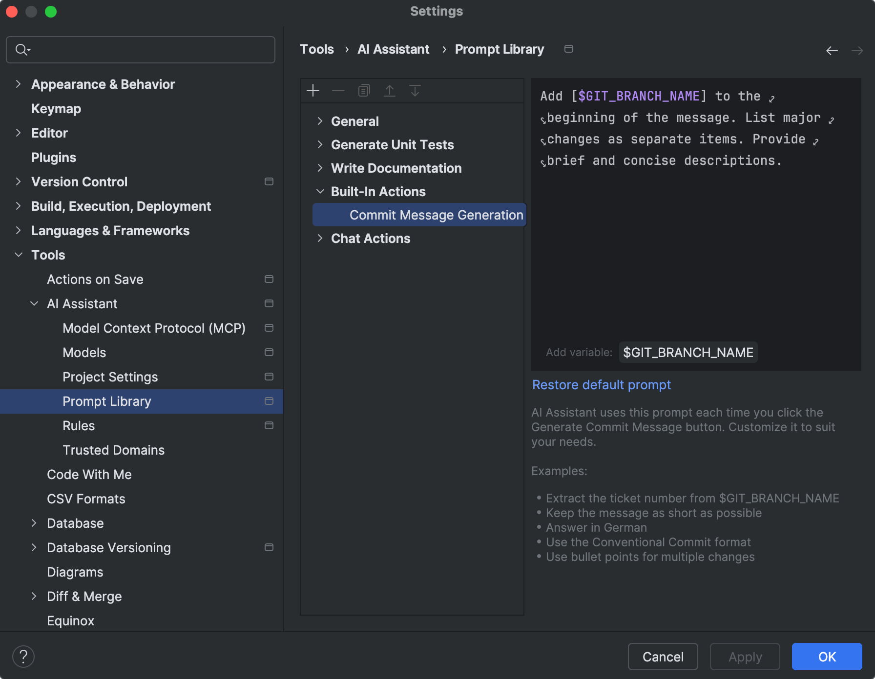 AI in VCS integration | AI Assistant Documentation