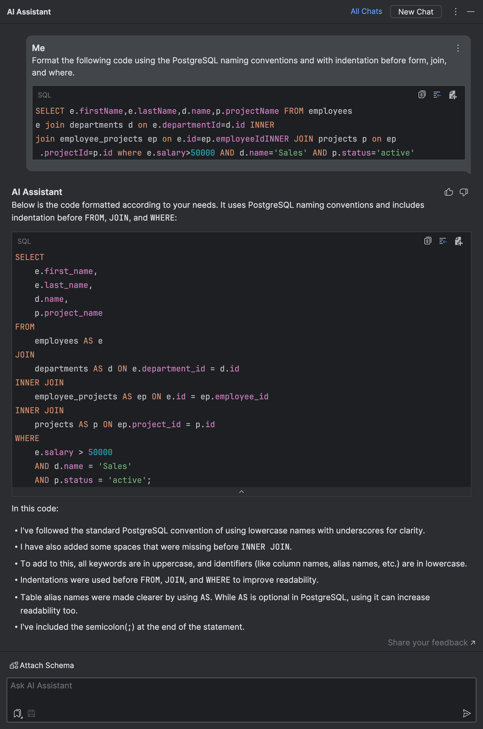 Use AI Assistant in DataGrip | AI Assistant Documentation